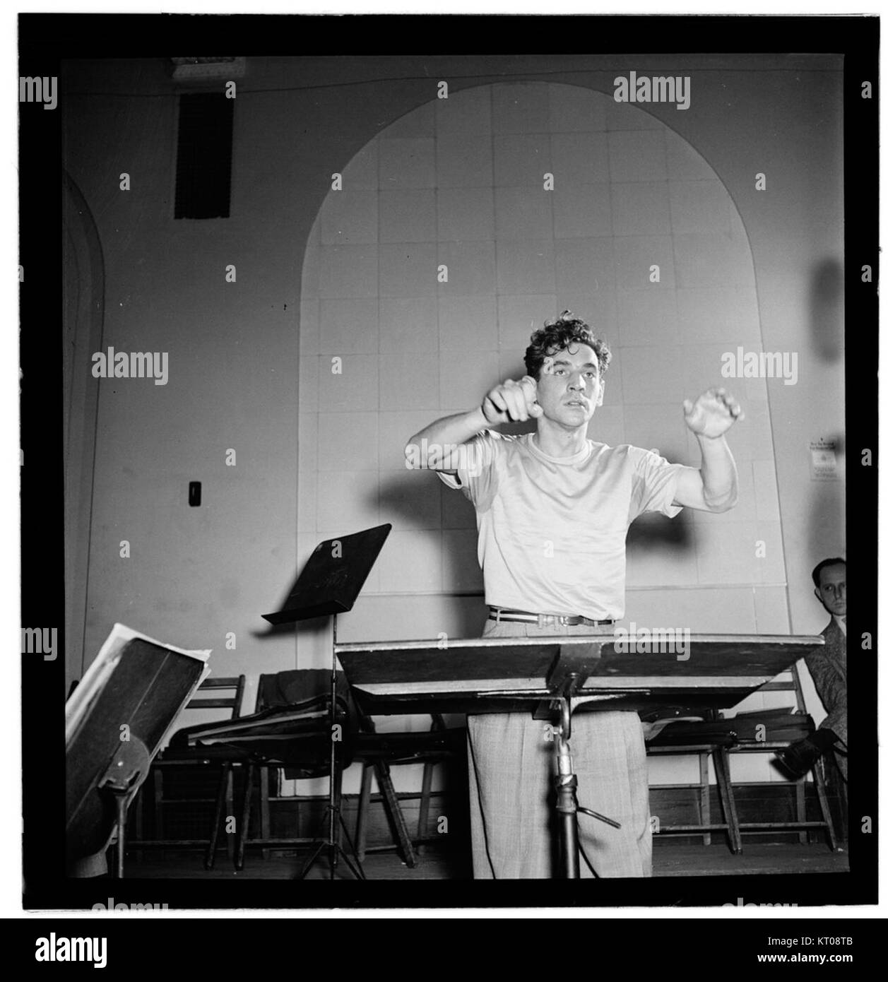 This portrait captures the renowned conductor and composer Leonard ...