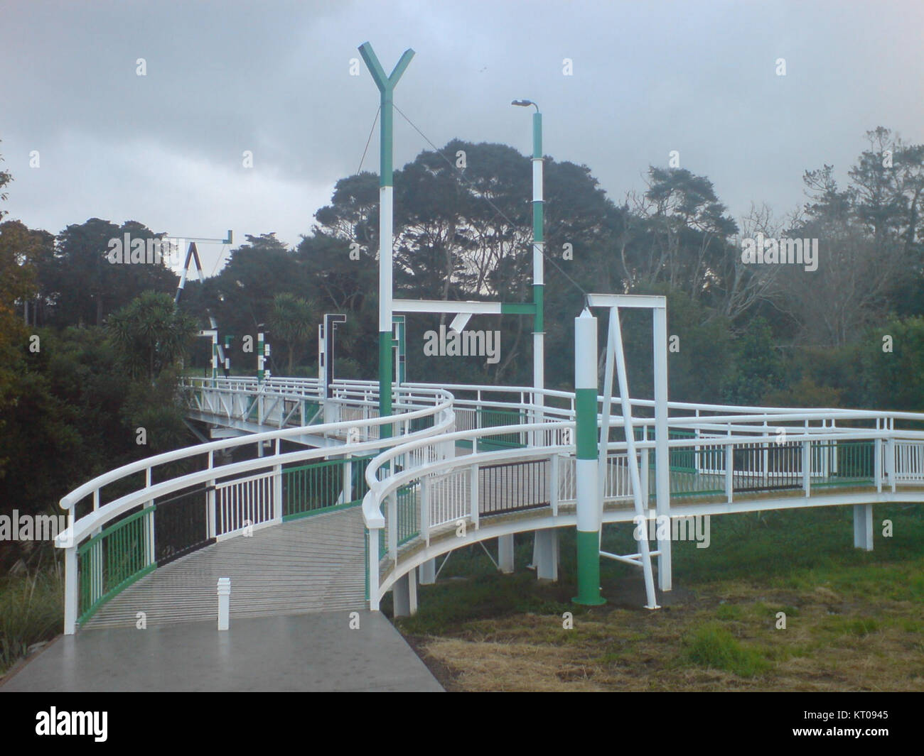 This image shows an art bridge on the South Twin Stream Cycleway II ...
