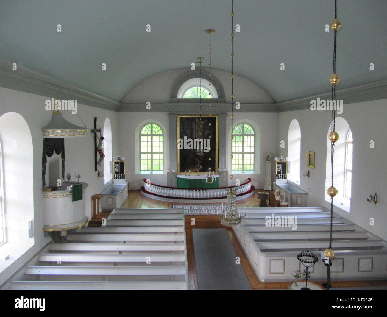 An interior view of Asa Church in Sweden, showcasing its architectural ...