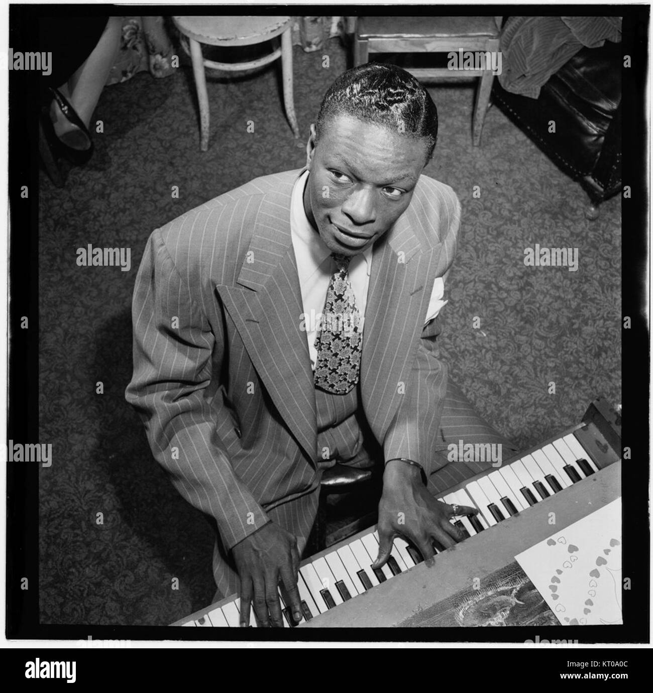 A portrait of the iconic American musician Nat King Cole, taken in New ...