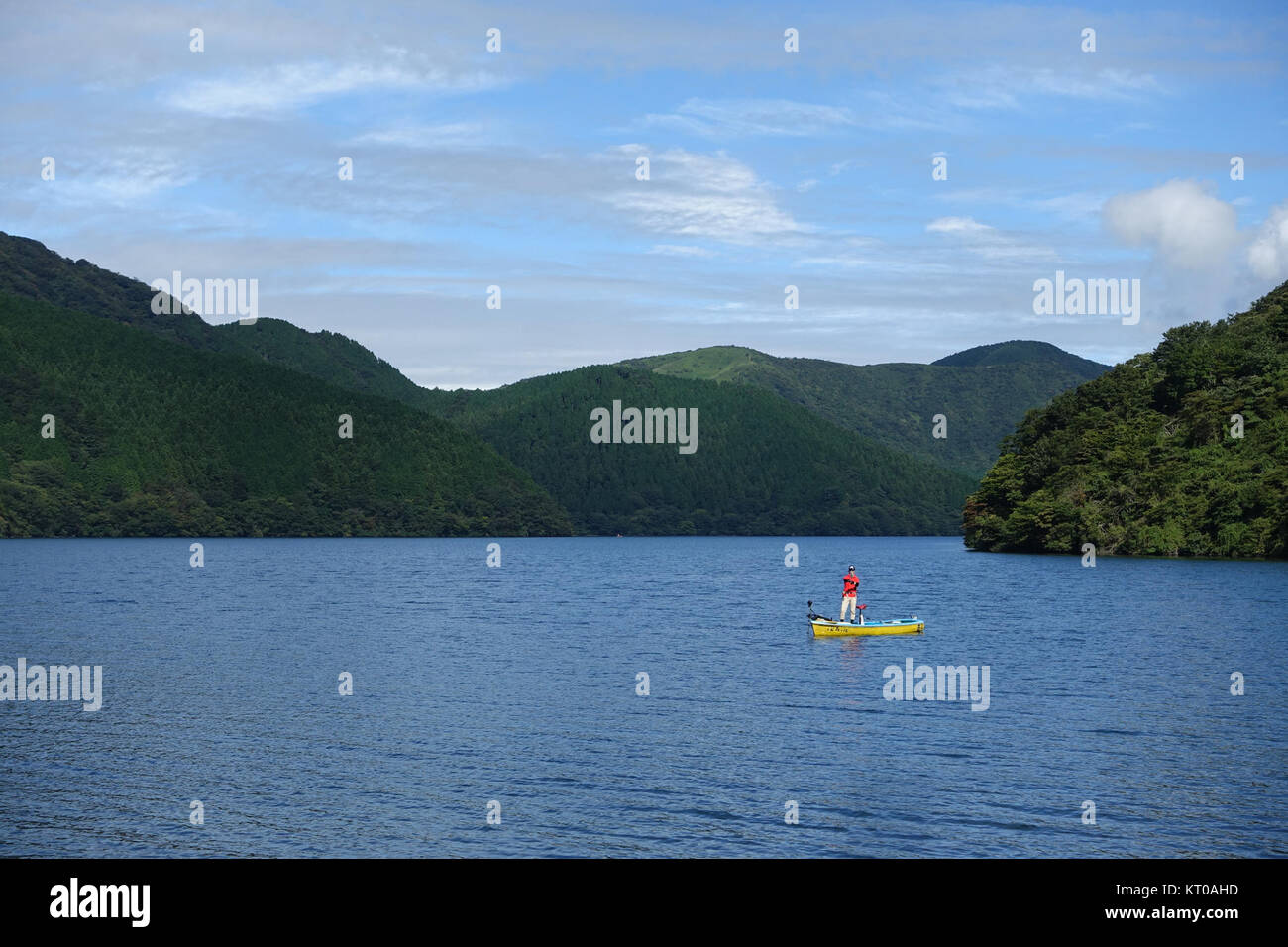 Ashinoko Lake, located in Hakone, Japan, is a scenic lake known for its ...