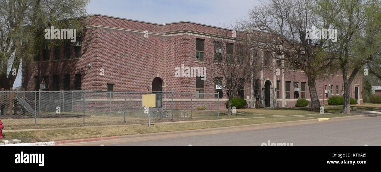 An aerial photograph of the grade school in Ashland, Kansas, taken from ...