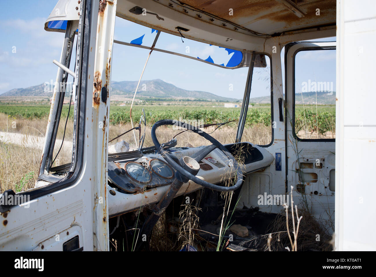 White van dumped in the countryside by a country road Stock Photo - Alamy