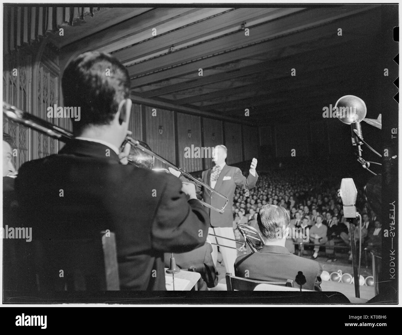 A portrait of American jazz musician Stan Kenton, likely from 1947 or ...