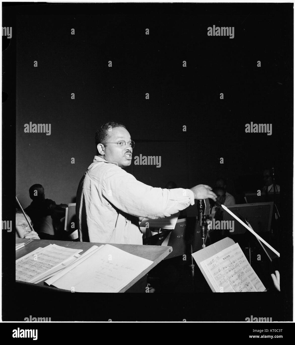 This portrait of Sy Oliver, a notable jazz musician, captures his image ...