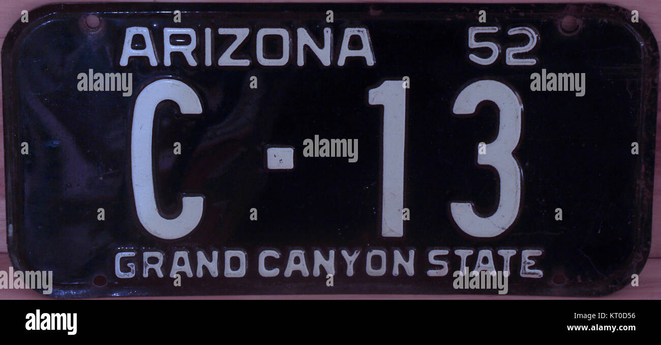 The AZ 1952 license plate refers to a vintage vehicle registration ...