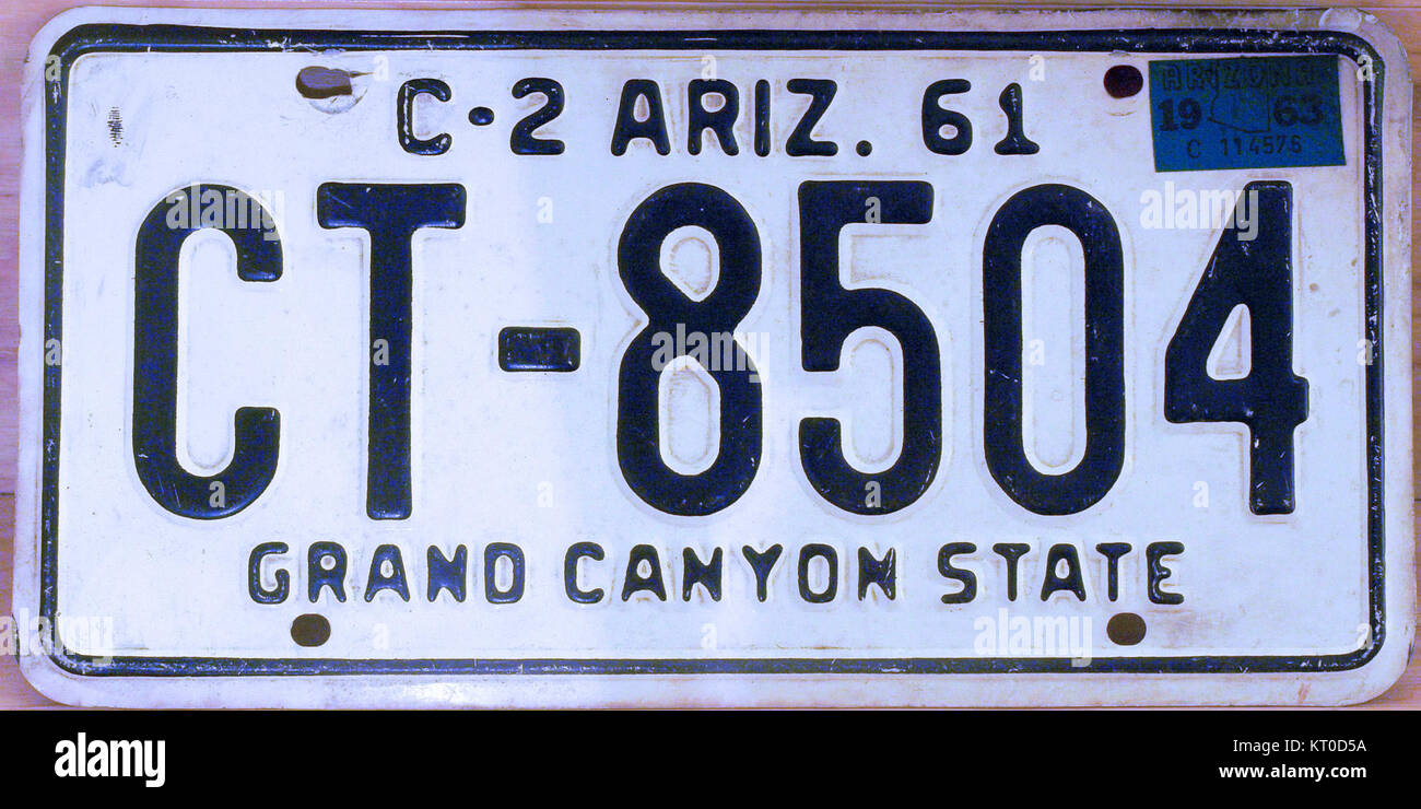 This 1961 license plate from Arizona reflects the design and style of ...