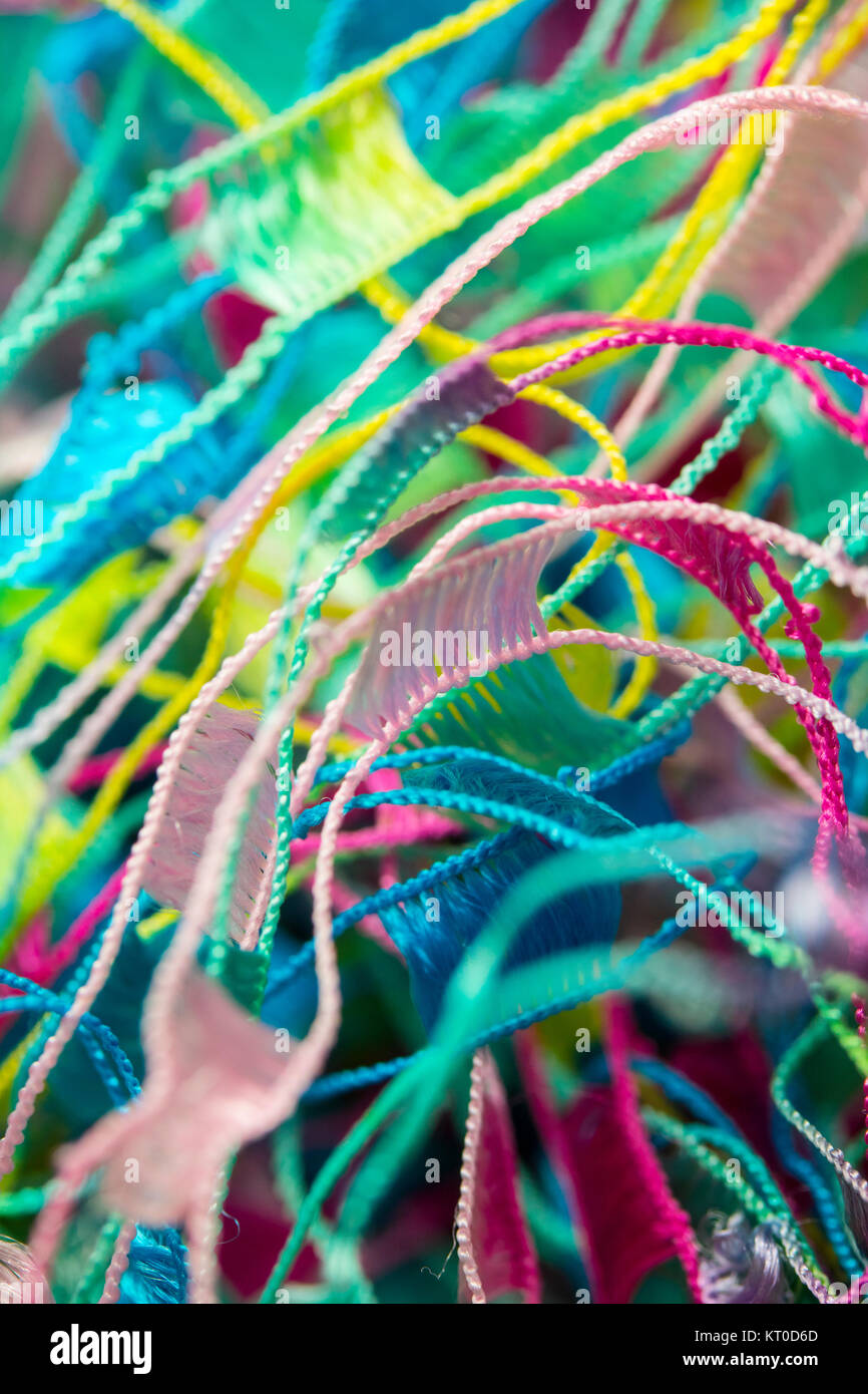 Close Up Of Brightly Colored String Bunting Decoration Thread Stock ...