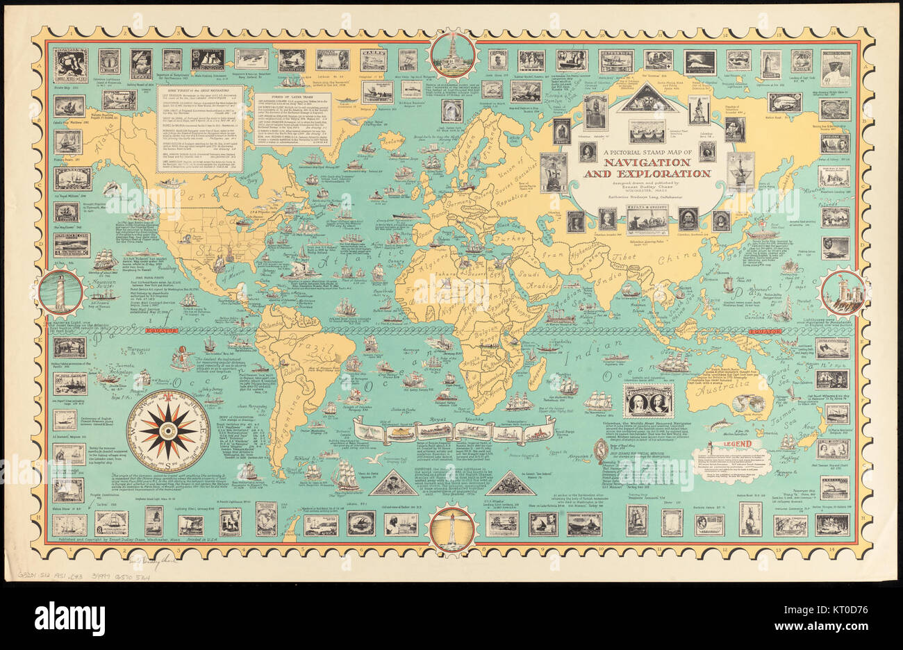 This pictorial stamp map illustrates various key points in the history ...