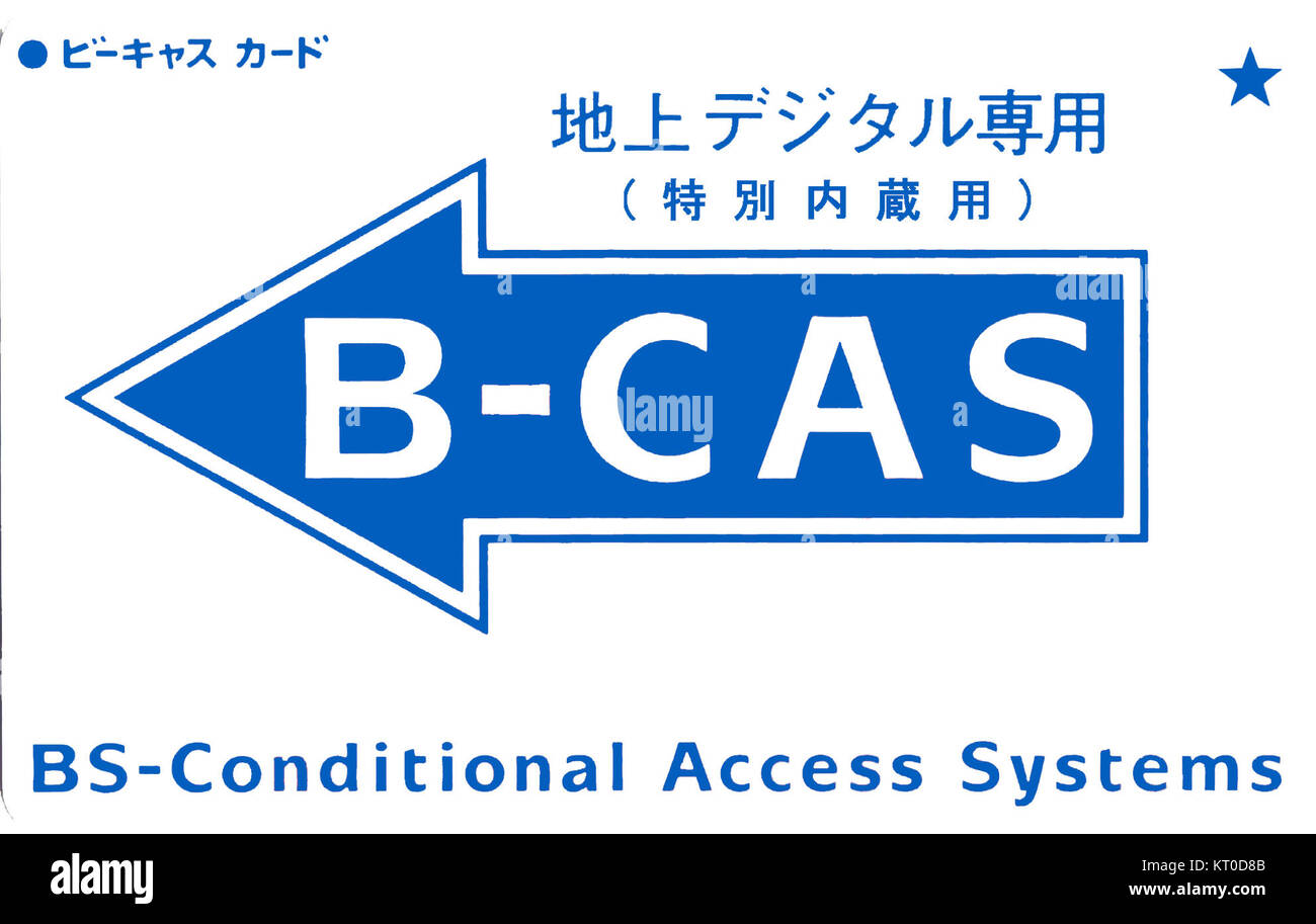 A B-CAS white and blue card, a modern identification card used for ...
