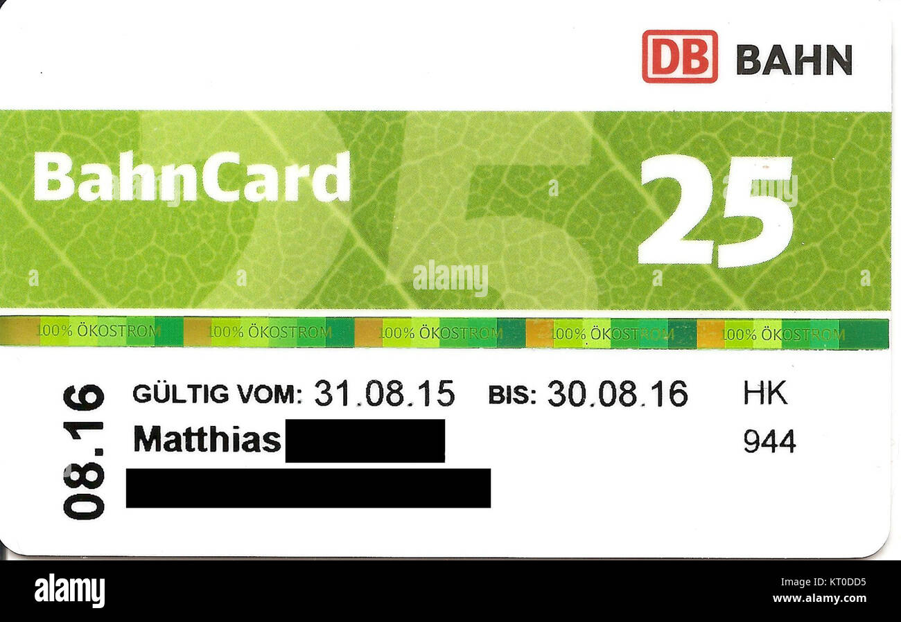 This image shows the front side of the BahnCard 25, a popular discount ...
