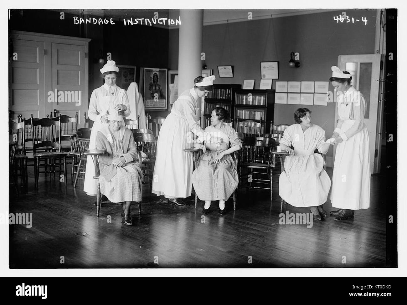 This image features a medical bandage instruction guide, illustrating ...