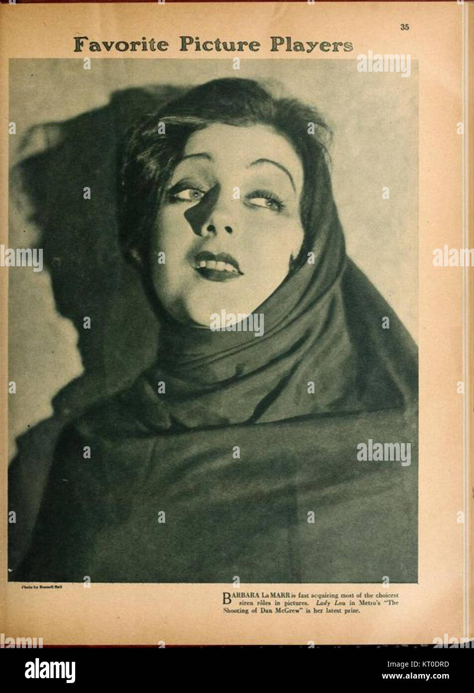 A vintage portrait of actress Barbara La Marr from 1924, capturing the ...