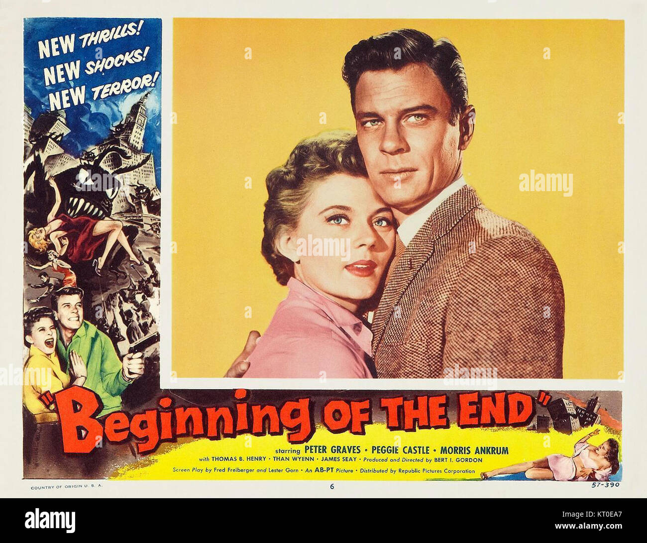 The 1957 film 'Beginning of the End' features a poster showcasing the ...