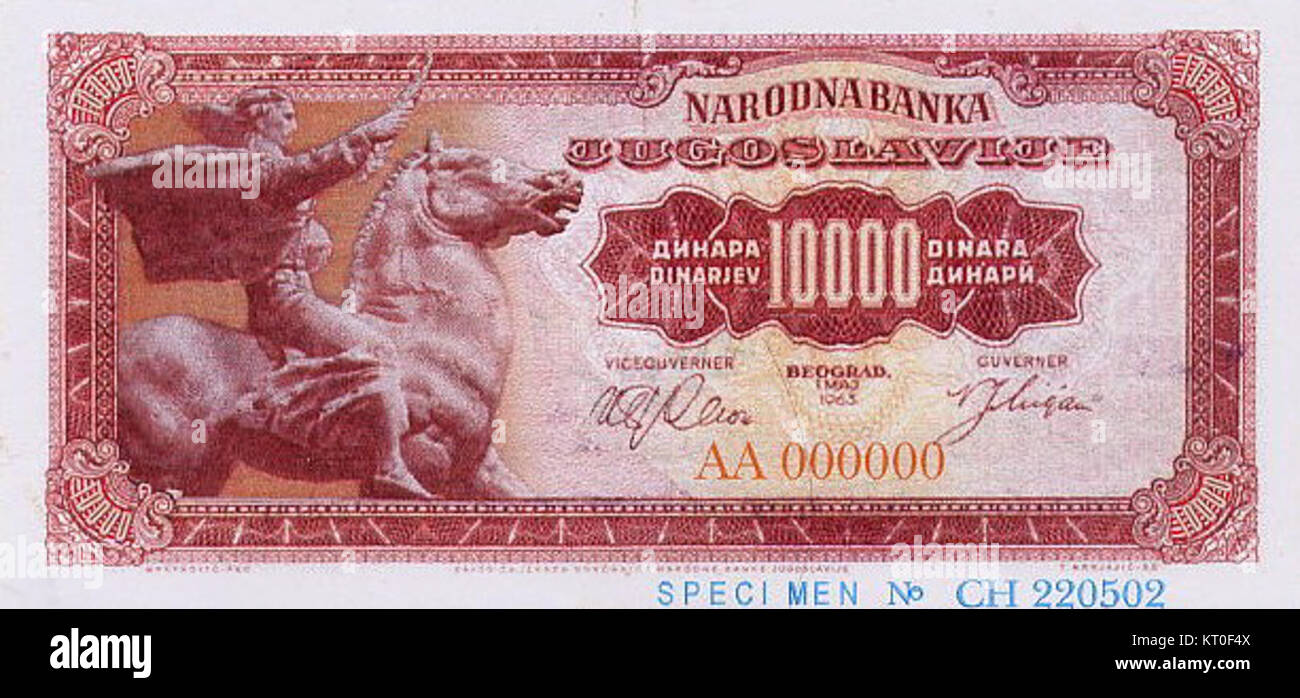 The 10000 Dinara banknote from 1963 is a historical currency note ...