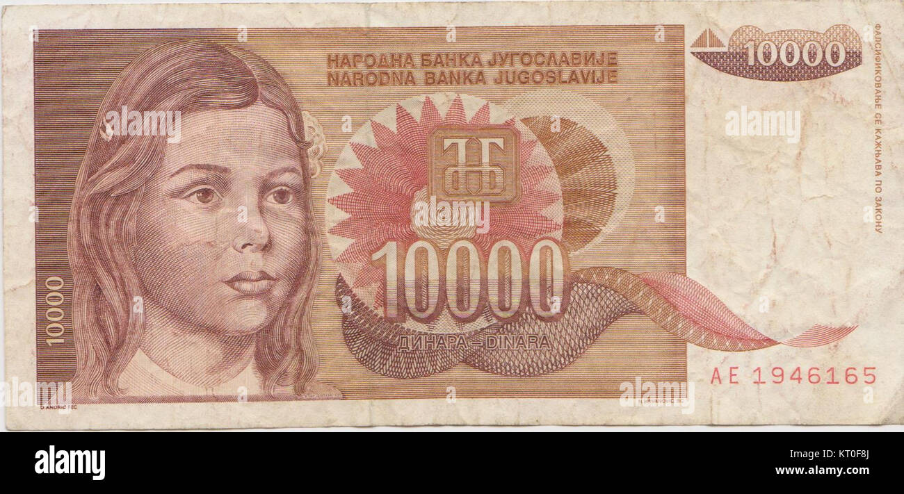 The 10,000 Yugoslav dinar bill from 1992 was a currency note issued ...