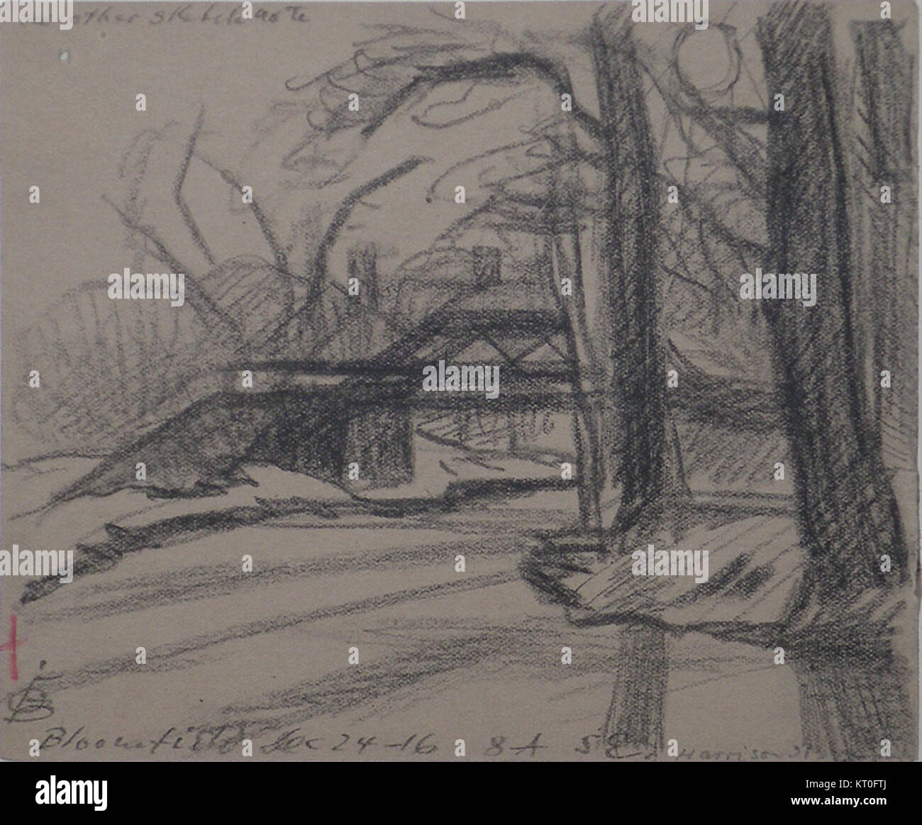 A 1916 pencil drawing titled 'Bloomfield' by artist Oscar Bluemner ...