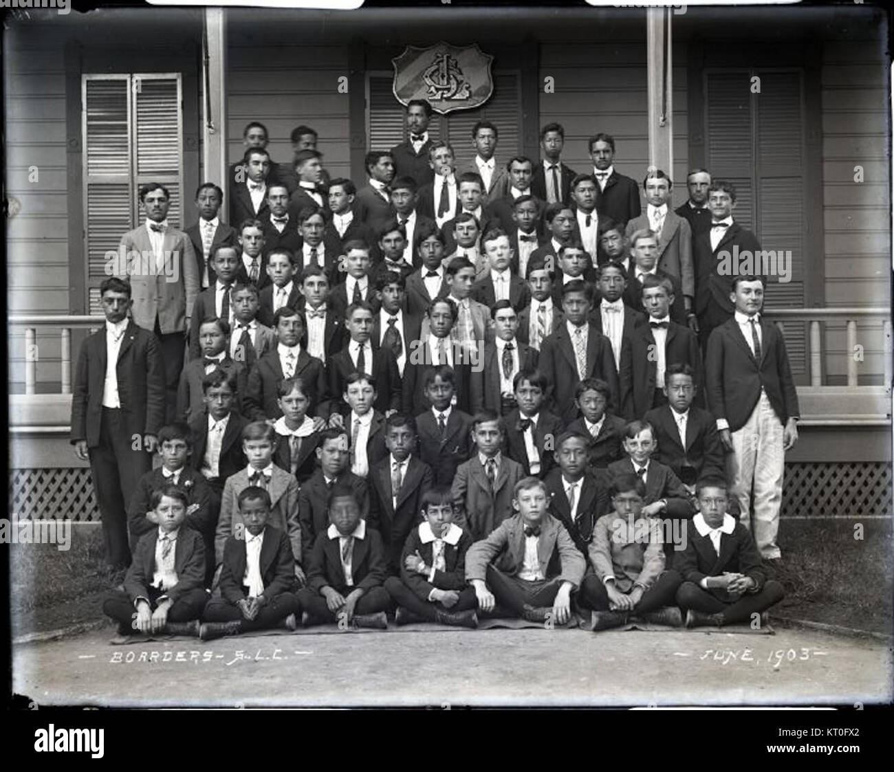 This photograph shows the Boarders of Saint Louis College, captured by ...