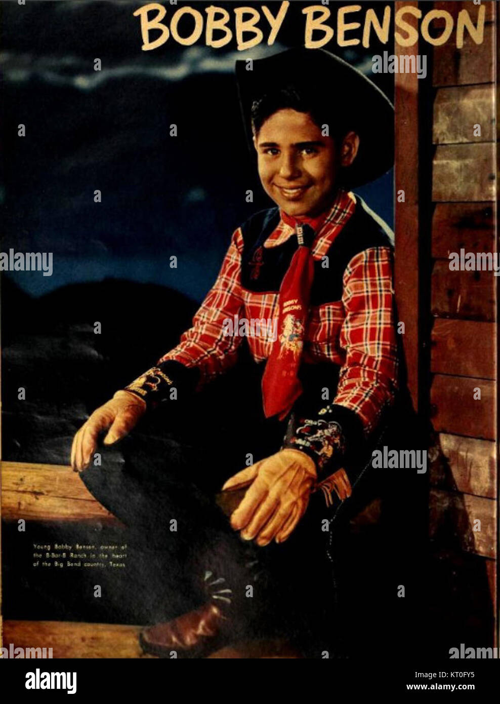 This photograph captures Bobby Benson, a prominent figure in 1950s American radio and television ...