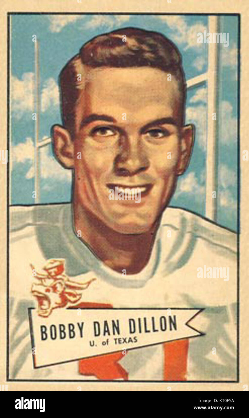 Bobby Dillon was a football player featured in the 1952 Bowman Large ...