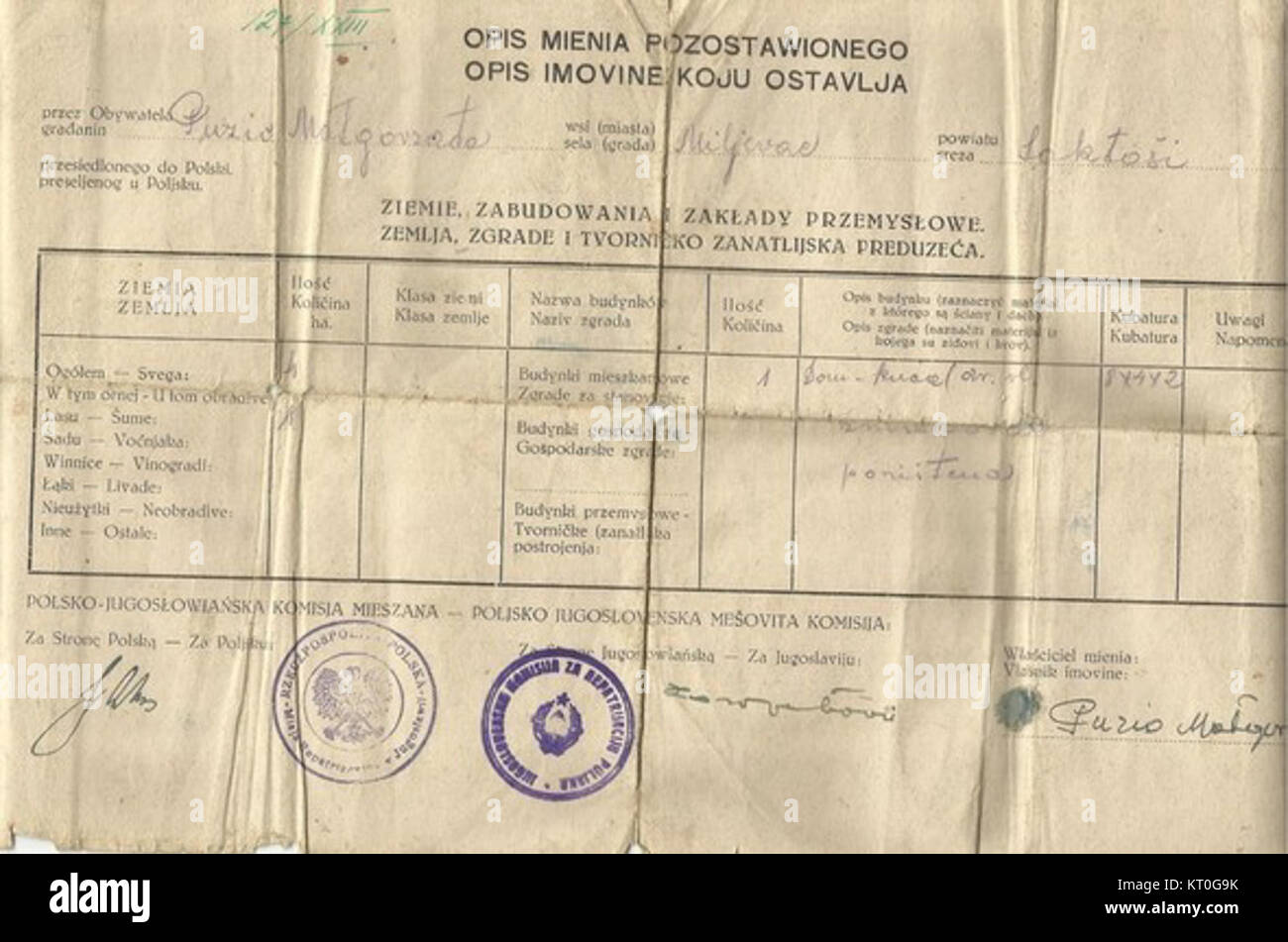 A repatriation document related to Bosnian Pole, possibly concerning ...