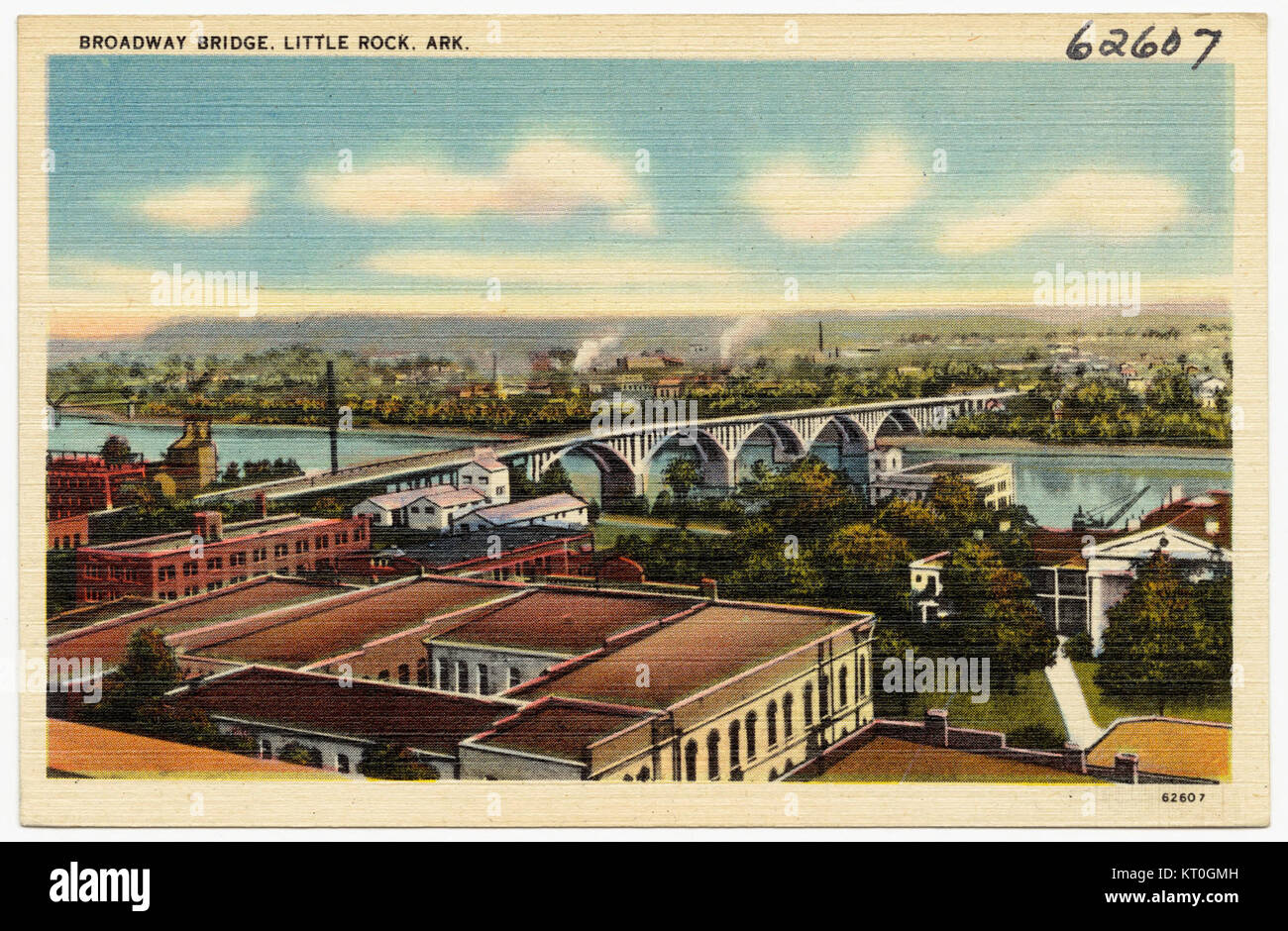 The Broadway Bridge in Little Rock, Arkansas, spans the Arkansas River ...