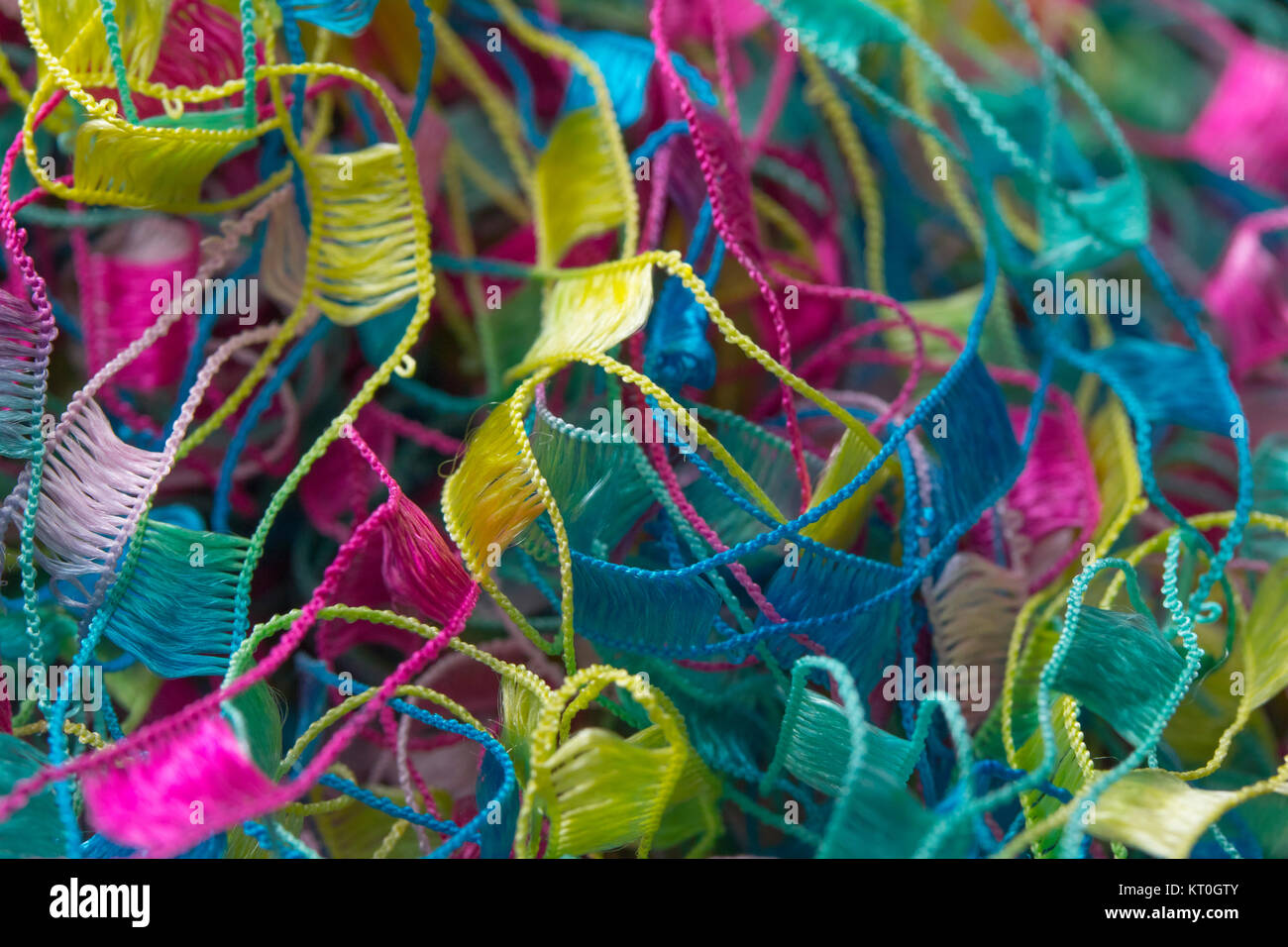 Close Up Of Brightly Colored String Bunting Decoration Thread Stock ...