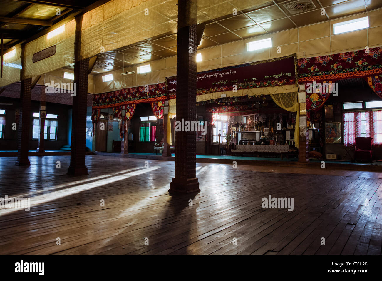 Interior photographs of a traditional Myanmar (Burma) Buddhist ...