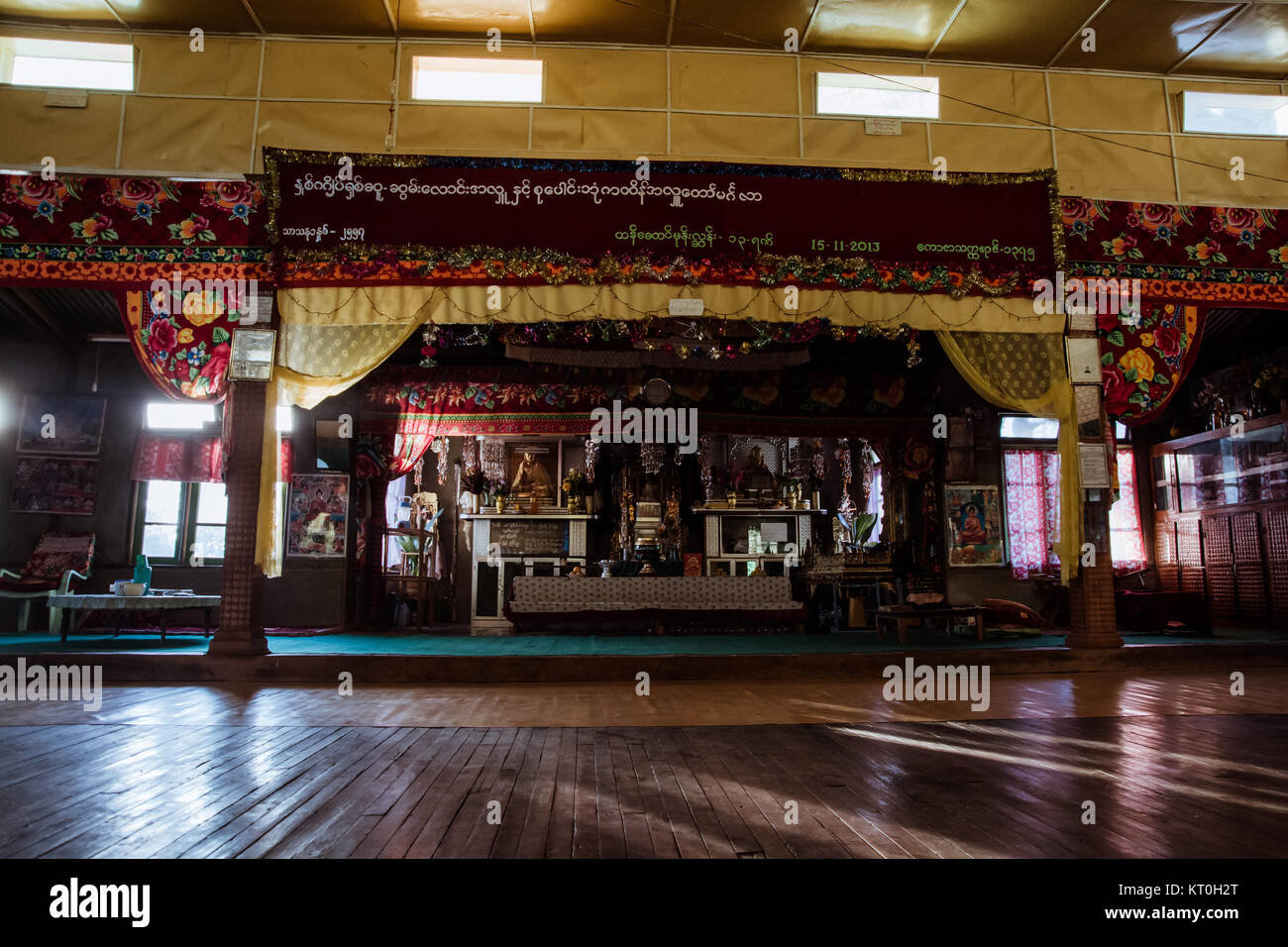 Interior photographs of a traditional Myanmar (Burma) Buddhist ...