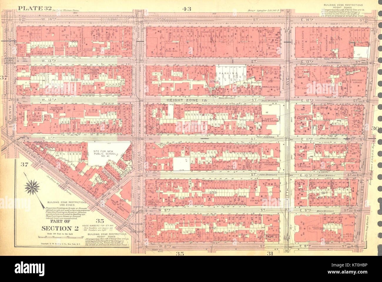 Bromley Manhattan Plate 032, published in 1955, is a detailed map of ...
