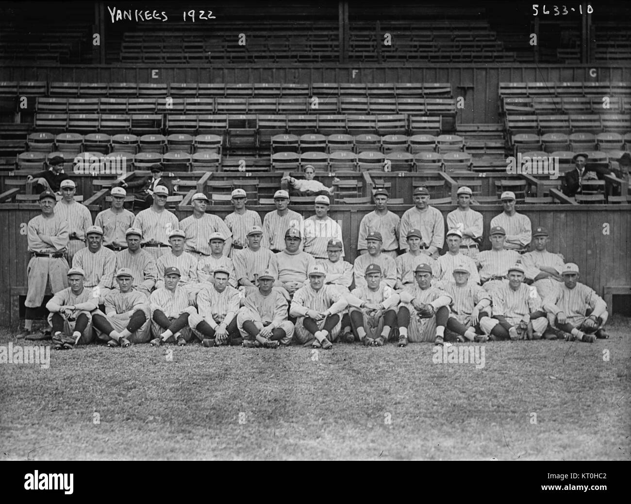A 1922 photograph of the New York Yankees baseball team, capturing the ...