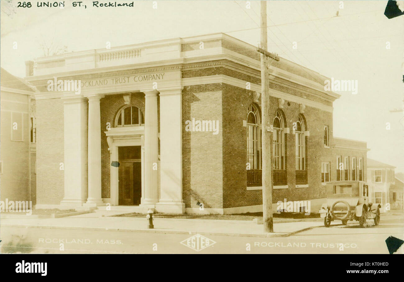 This image captures the Rockland Trust Company Building after renovations in 1924, highlighting ...