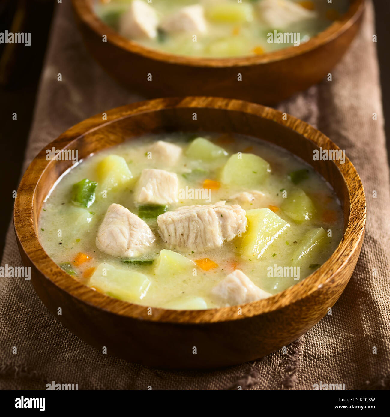Chicken potato chowder soup green hi-res stock photography and images ...