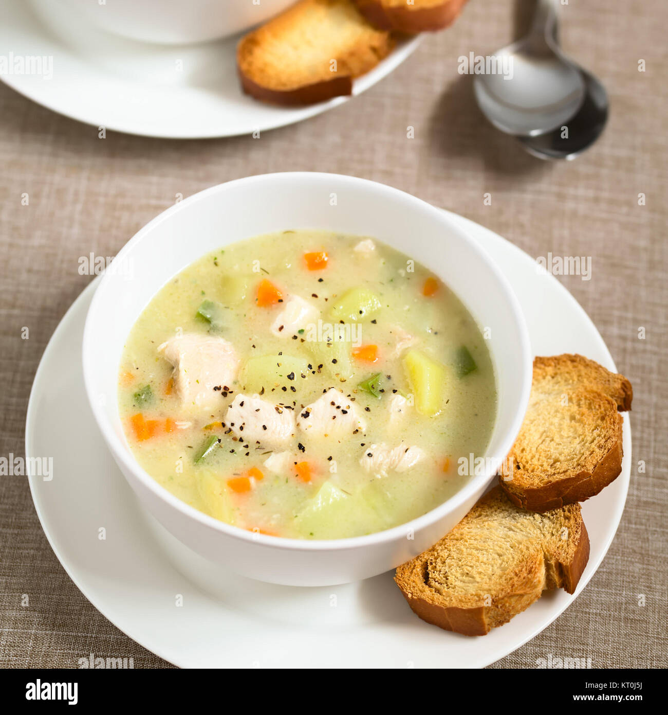 Chicken and Potato Chowder Soup Stock Photo - Alamy