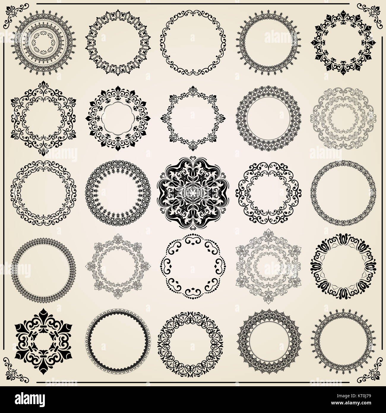 Vintage Set of Round Elements Stock Photo - Alamy