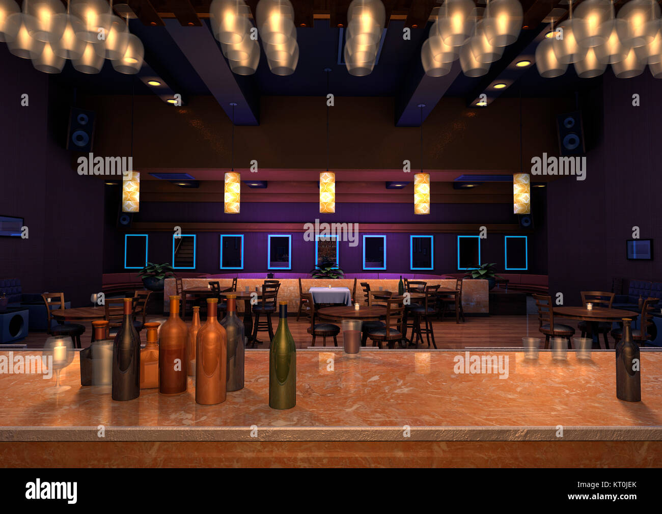 3D Rendering Lounge Bar Stock Photo - Alamy