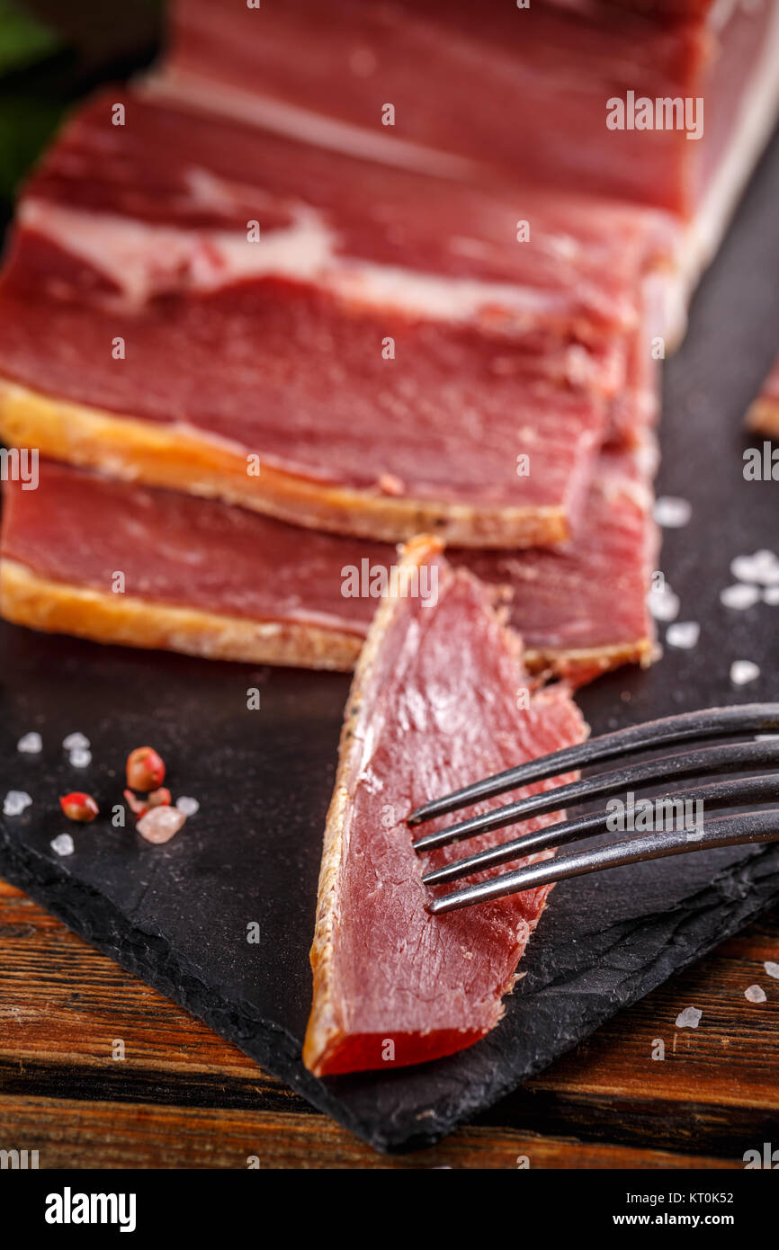 Sliced smoked pork meat Stock Photo - Alamy