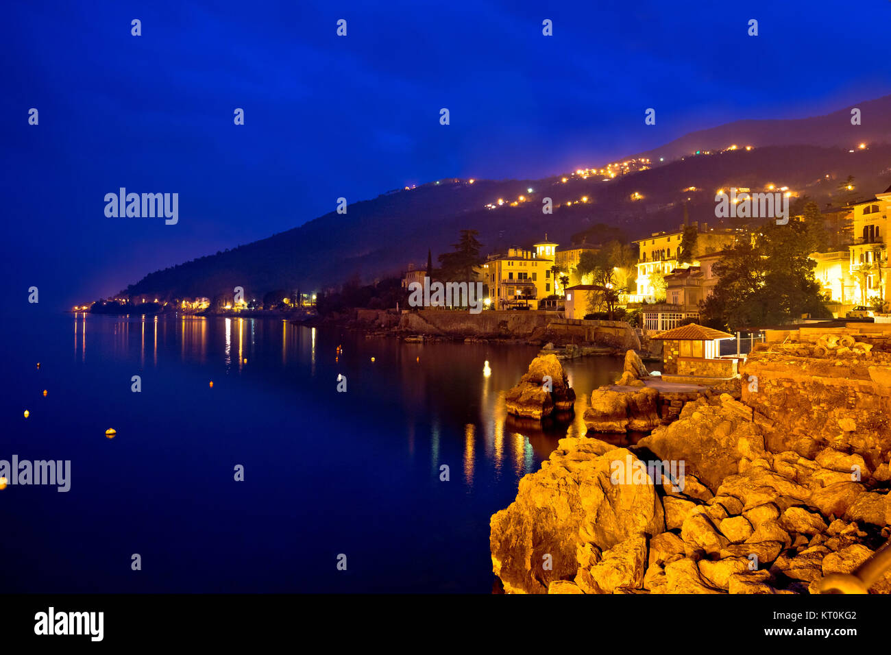 Lovran waterfront evening blue view Stock Photo - Alamy