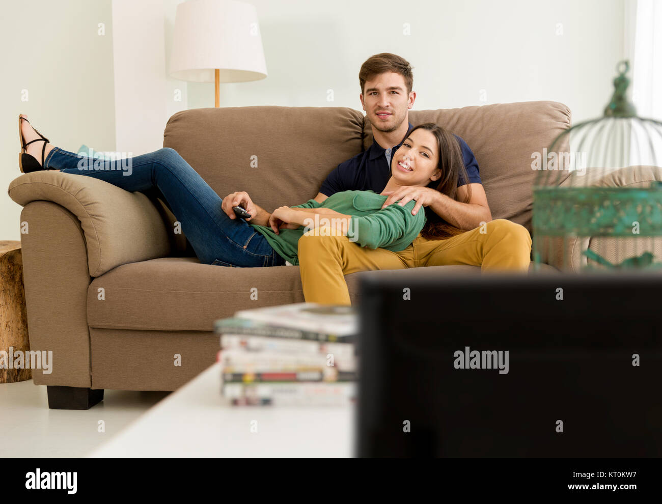 Young couple in a jacuzzi Stock Photo - Alamy