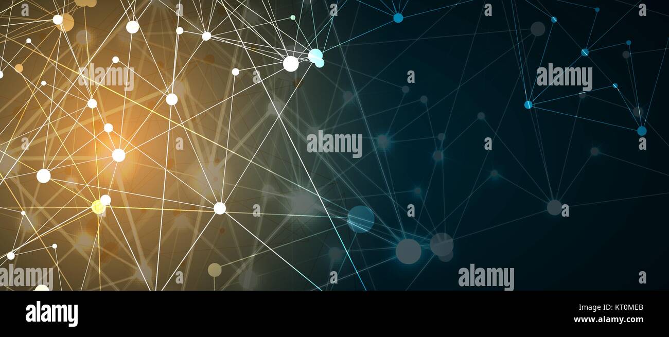 Neural network concept. Connected cells with links. High technology process. Abstract background ...