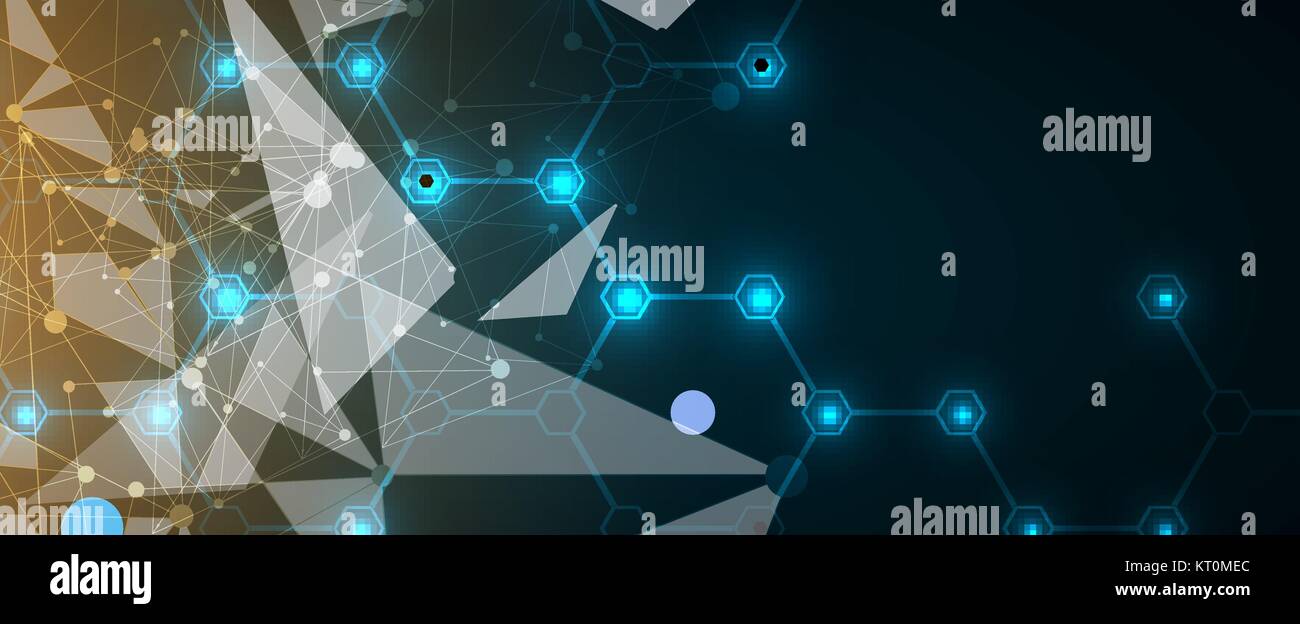 Neural network concept. Connected cells with links. High technology process. Abstract background ...