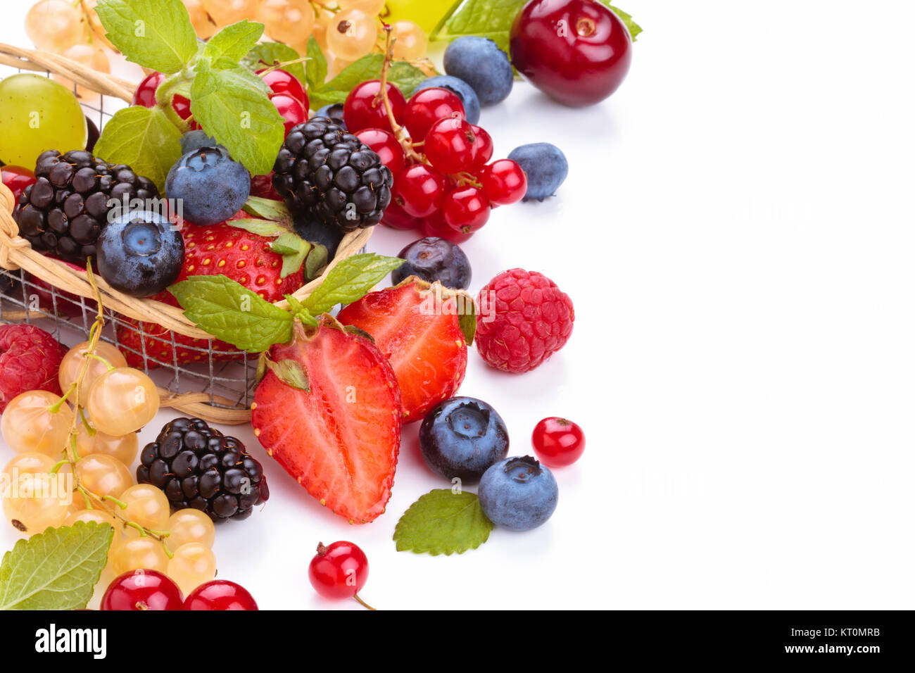 Fresh fruits with leaves Stock Photo - Alamy