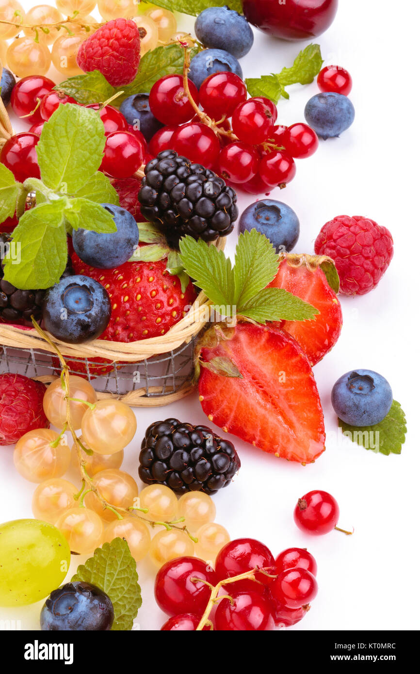 Fresh fruits with leaves Stock Photo - Alamy