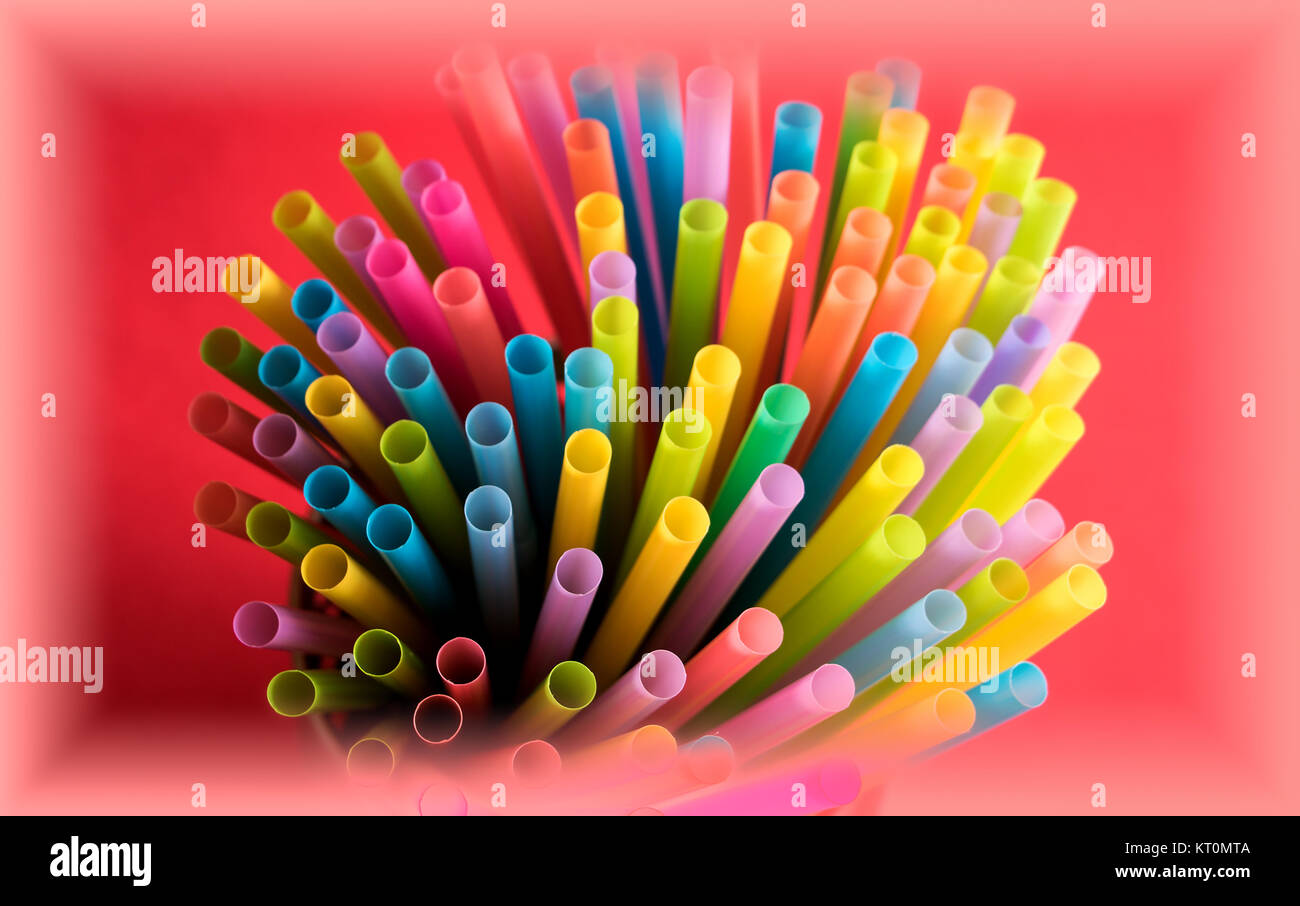 colorful plastic drinking straws Stock Photo - Alamy