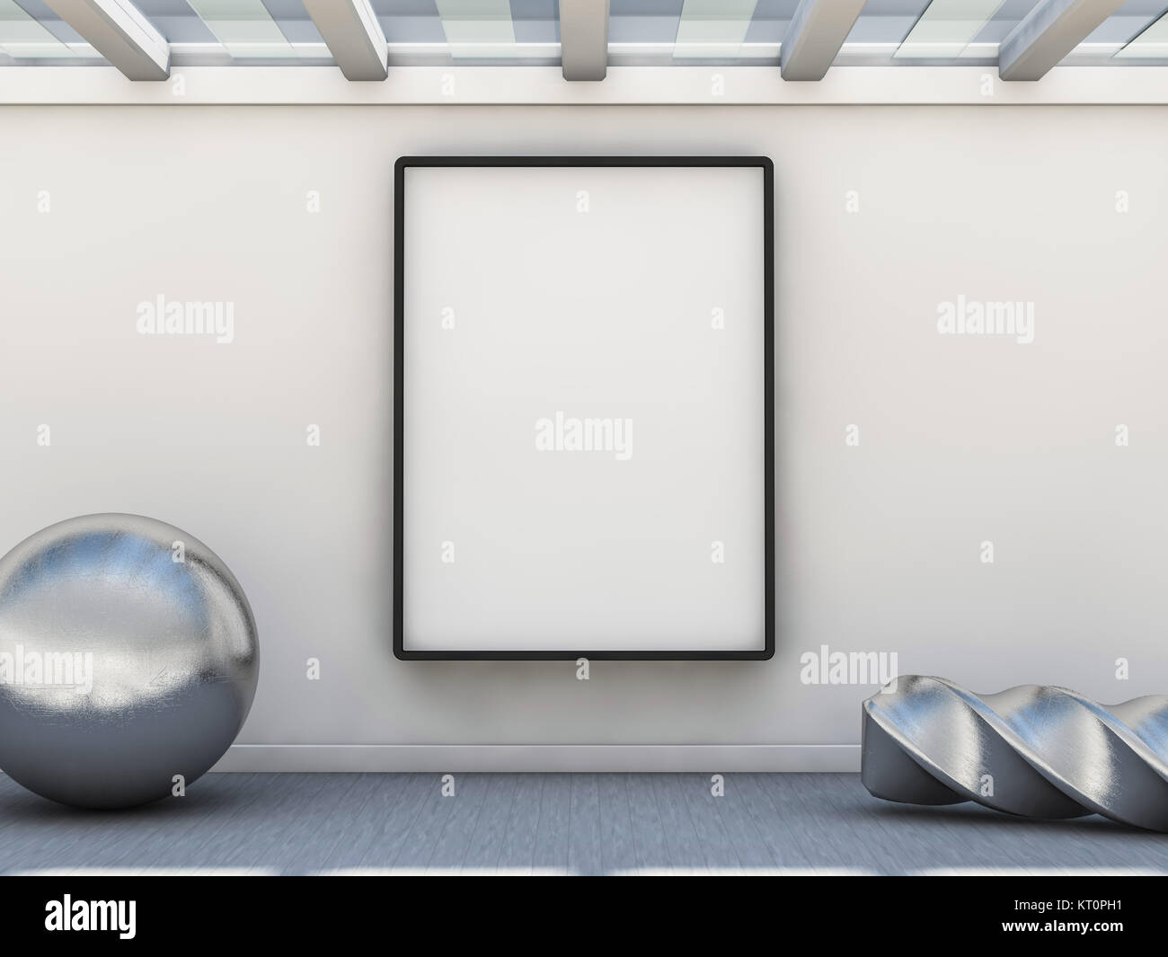 Blank picture frame on a wall, mock up. 3D rendering Stock Photo - Alamy