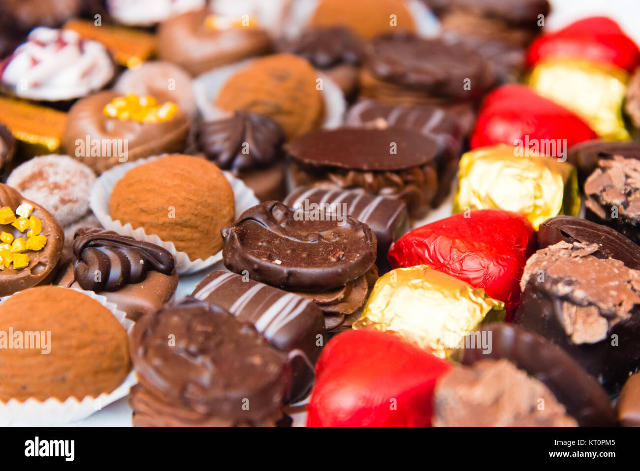 Close-up on variety of belgian chocolate pralines Stock Photo - Alamy