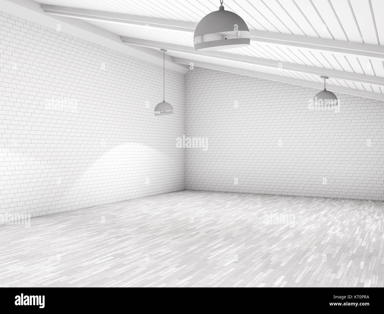 Simple empty room interior with lamps. 3D rendering Stock Photo - Alamy