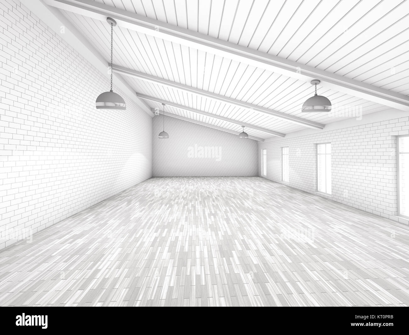 Simple empty room interior with lamps. 3D rendering Stock Photo - Alamy
