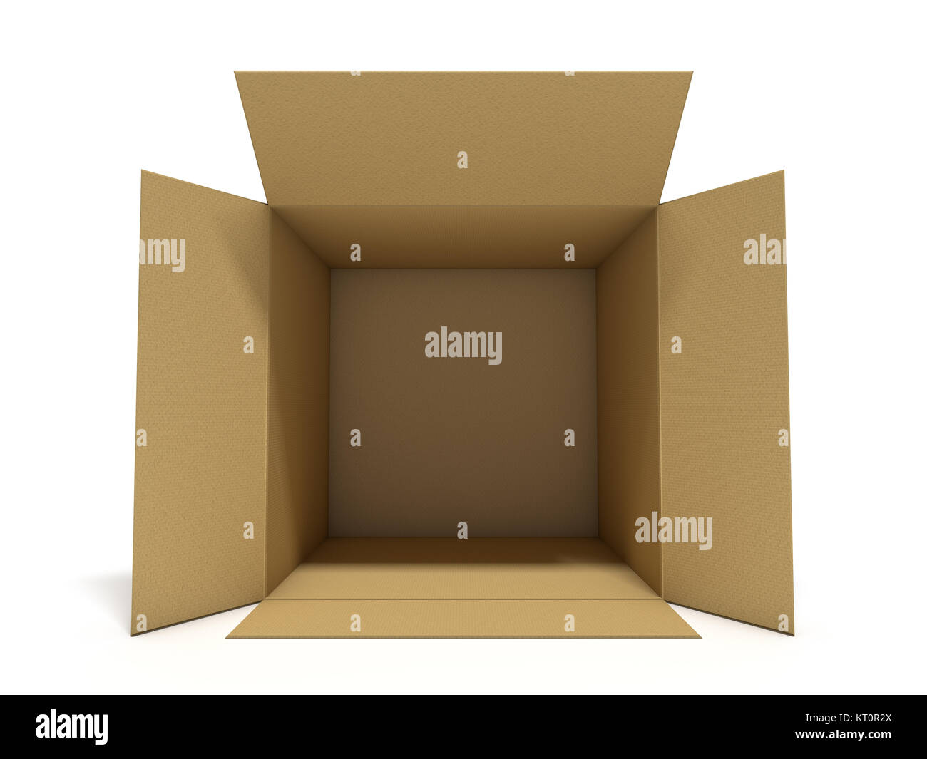 Opened cardboard package box. 3D rendering Stock Photo - Alamy