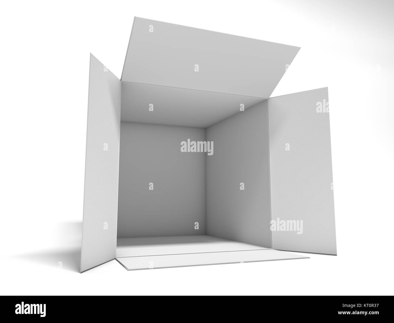 Opened cardboard package box. 3D rendering Stock Photo - Alamy